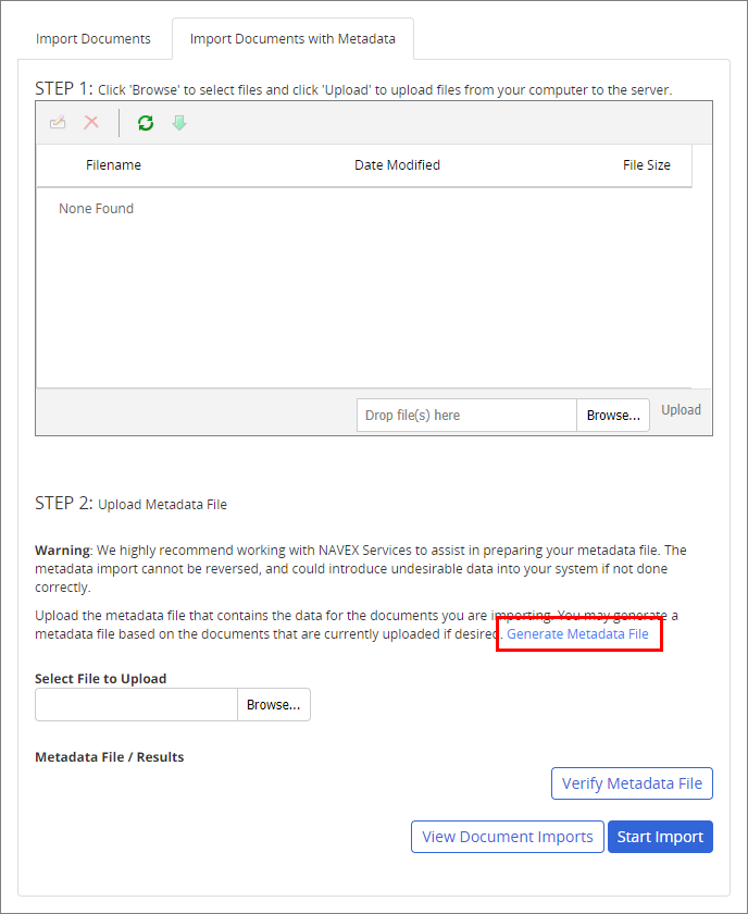 Document Importing with Metadata
