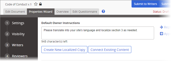 Creating a Primary Document/Assessment for Localization Workflow
