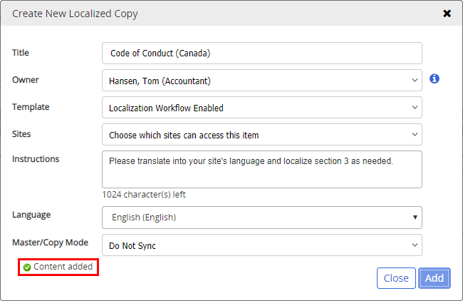 Creating Localized Copies as New Documents or Assessments