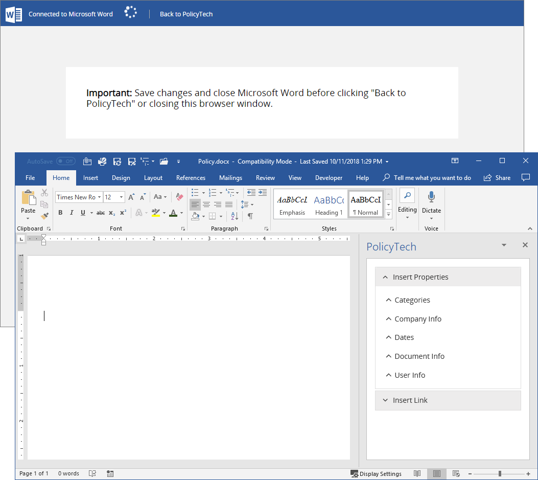 Adding Content to a Word Template