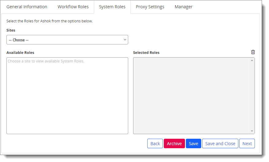 Assigning System Roles