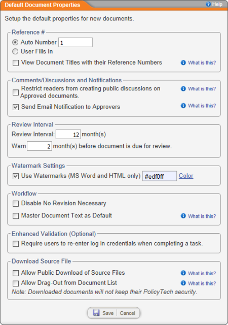 Default Document Properties